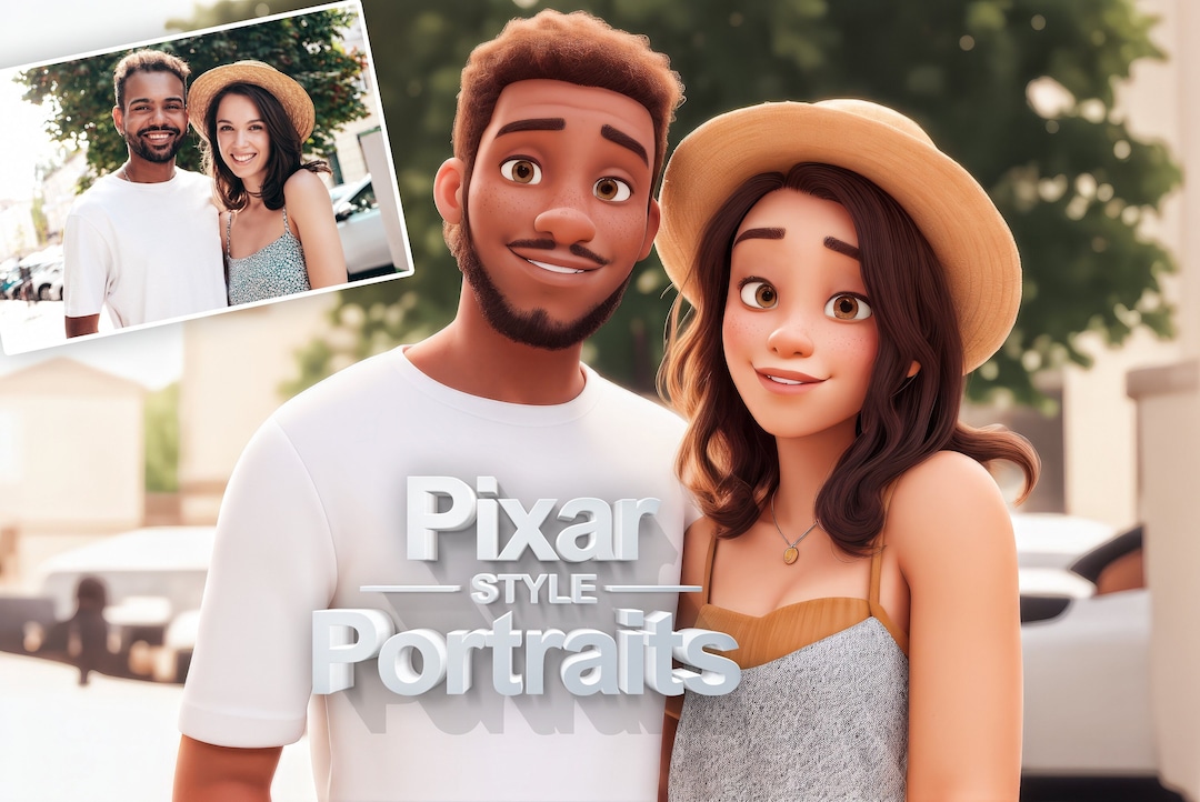 Pixar-inspired Custom Cartoon Animation Personalised Family Print or ...