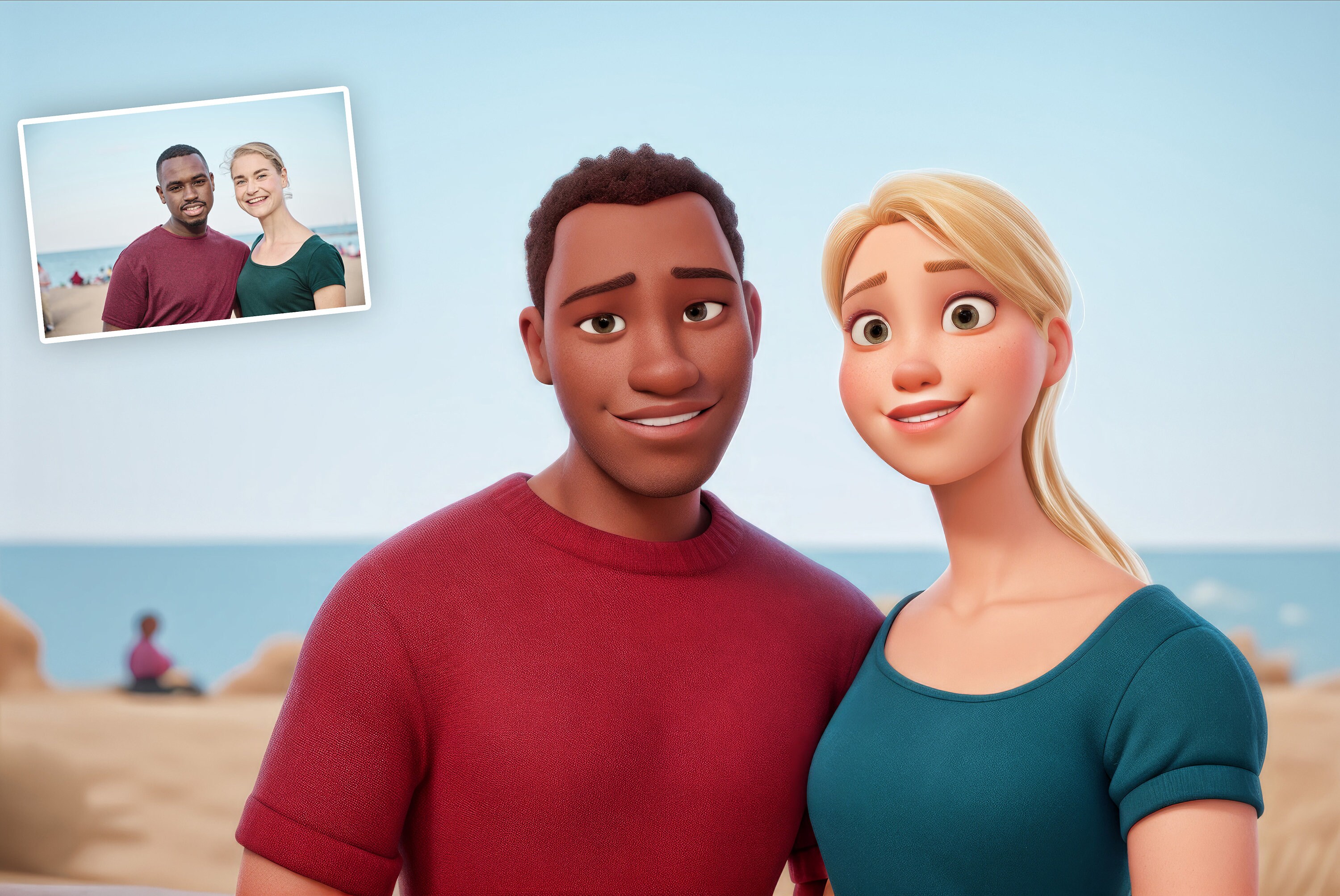 Pixar-inspired Custom Cartoon Animation Personalised Family Print or ...