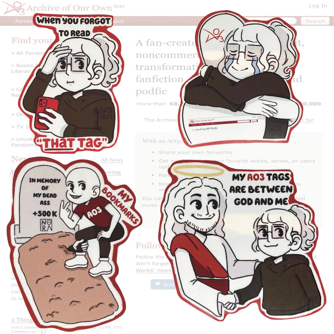 AO3, Fanfic Inspired Sticker Memes, Booktok, Fanfictropes, for Kindle ...