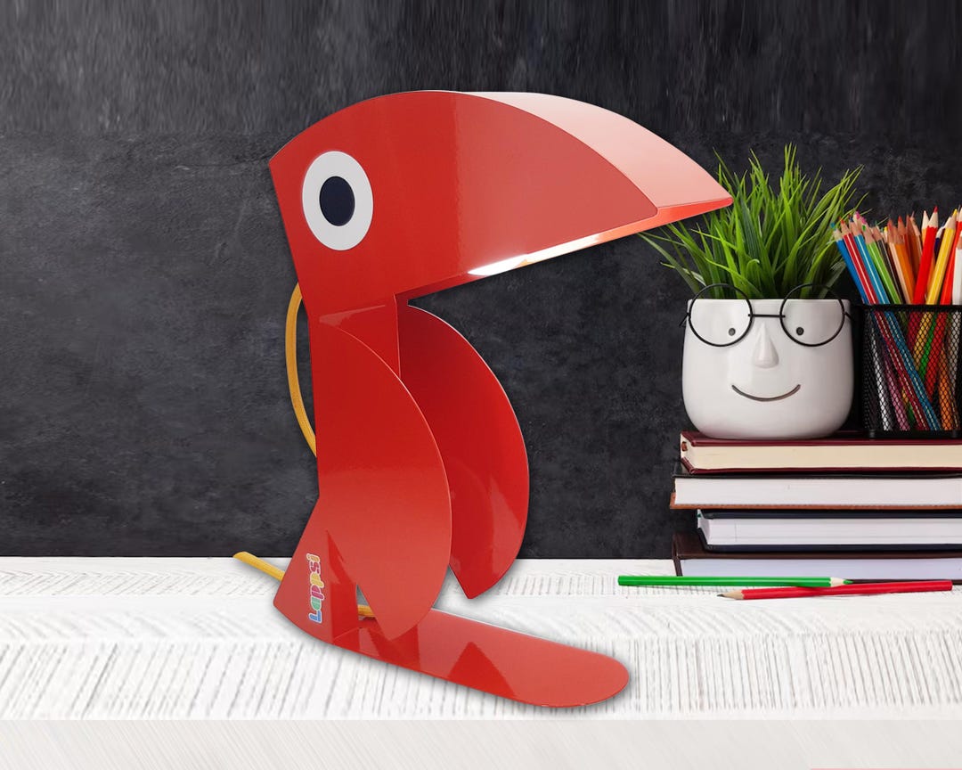 Handmade Red Toucan Desk Lamp for Kids – Fun & Colorful Kids Room Decor ...
