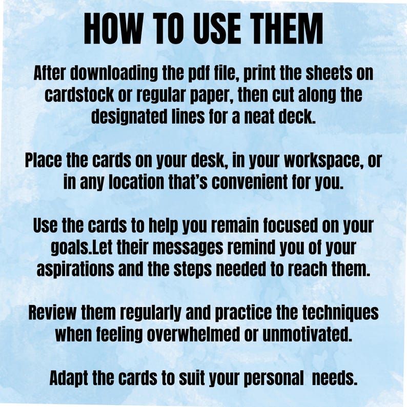 ADHD Action Plan Cards for Success, Achieving Goals Deck, Minimal ...