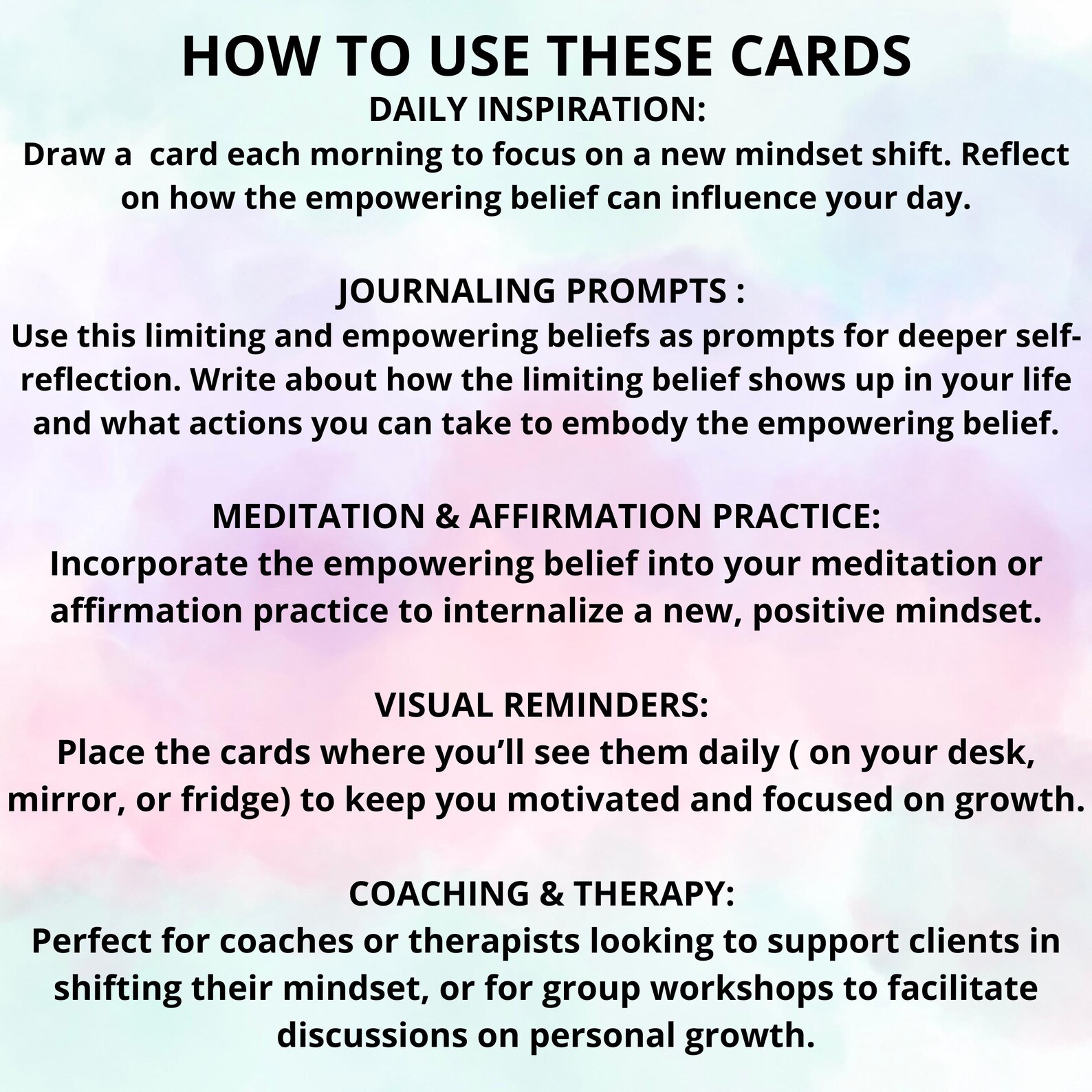Empowering Mindset Shift Cards, Positive Affirmations, Personal Growth ...