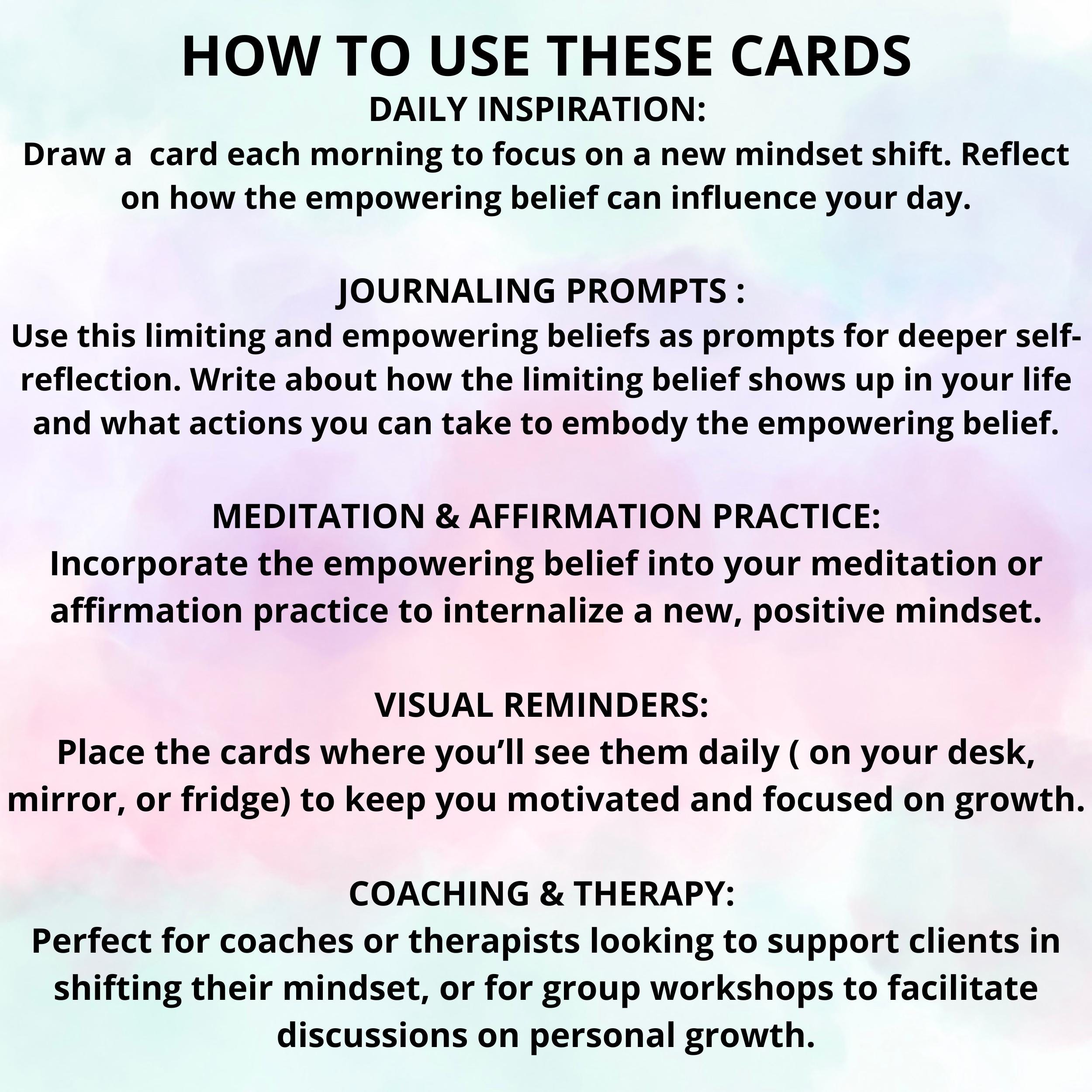 Empowering Mindset Shift Cards, Positive Affirmations, Personal Growth ...