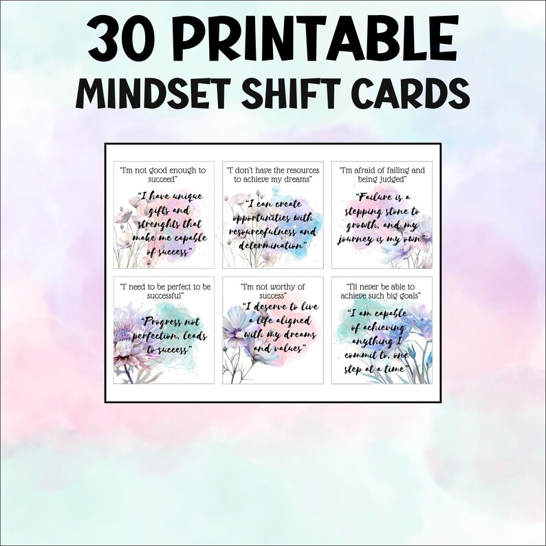 Empowering Mindset Shift Cards, Positive Affirmations, Personal Growth ...