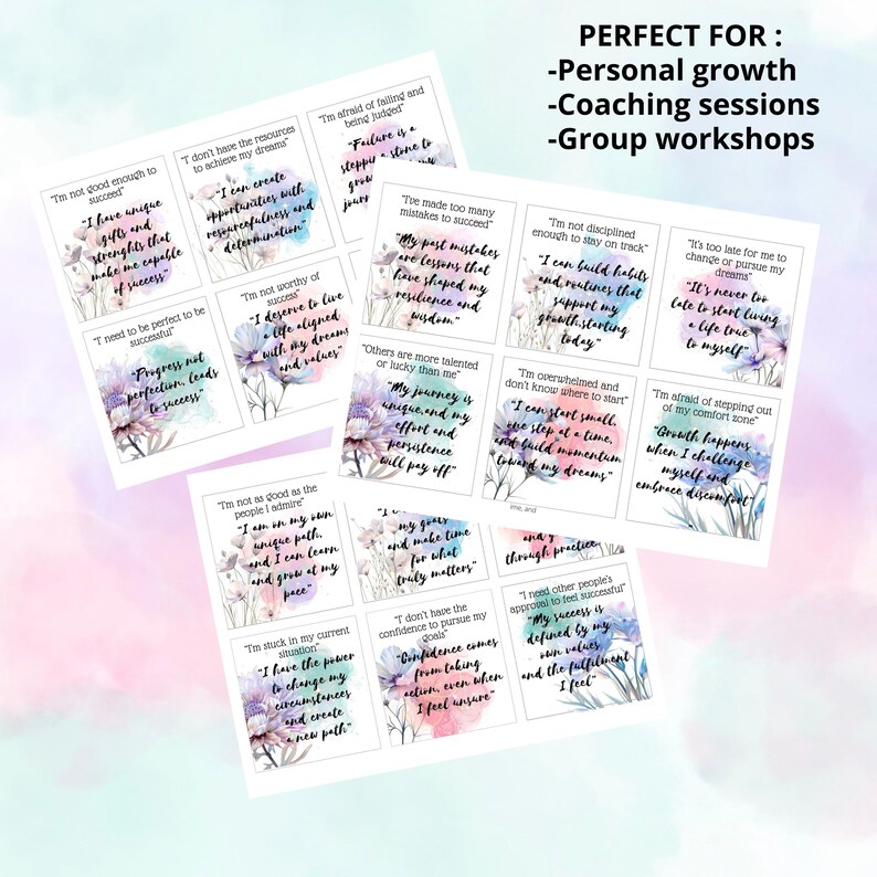 Empowering Mindset Shift Cards, Positive Affirmations, Personal Growth ...