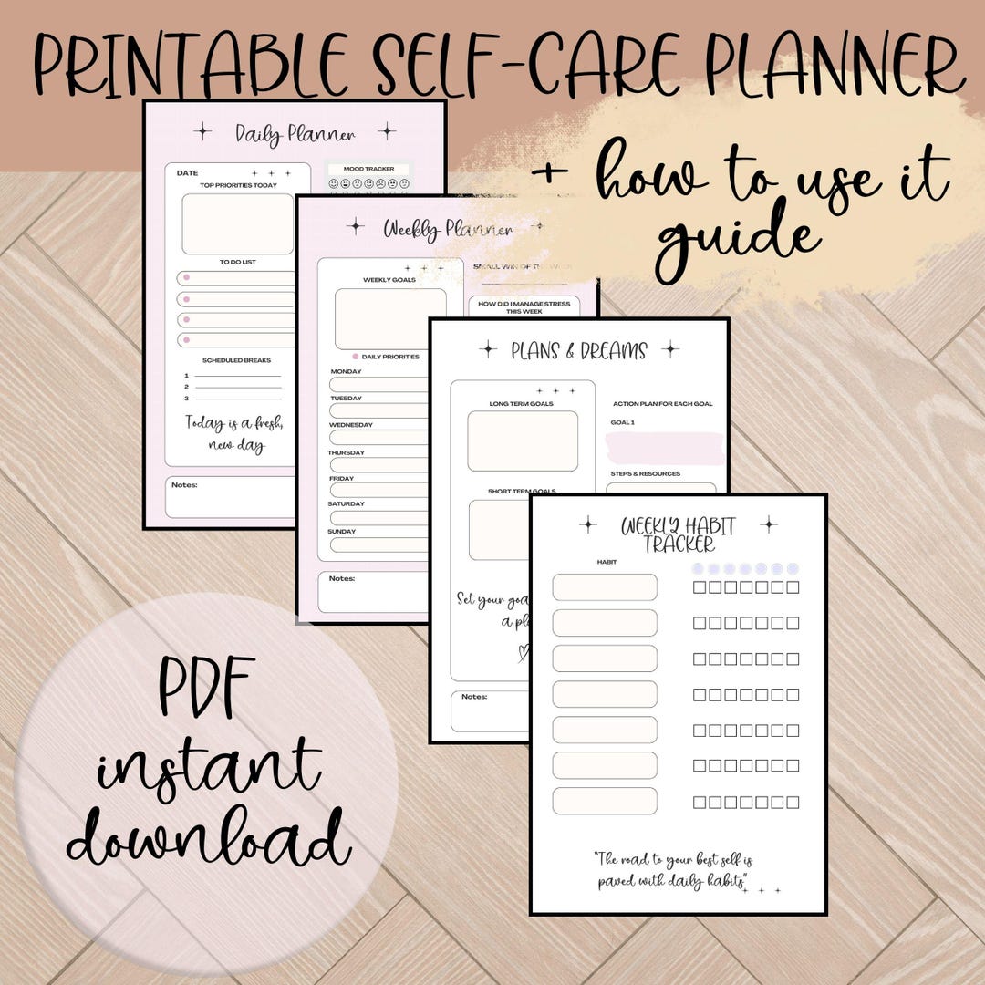 Self-care Planner Printable, Self-love Journal, Mental Health Worksheet ...