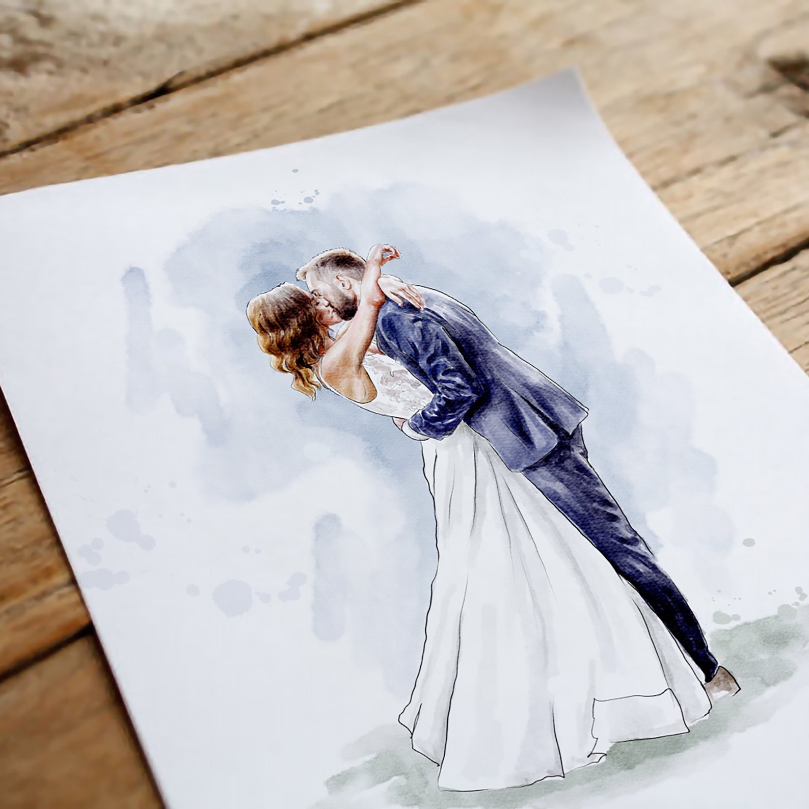 Custom Watercolor Painting From Photo, Engagement Gifts for Couple ...