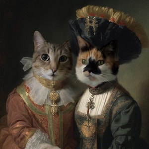 Regal Cat Art Print Custom Royal Pet Portrait Personalized Dog ...