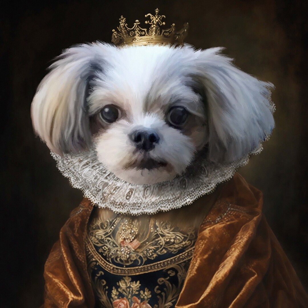 Regal Cat Art Print Custom Royal Pet Portrait Personalized Dog ...