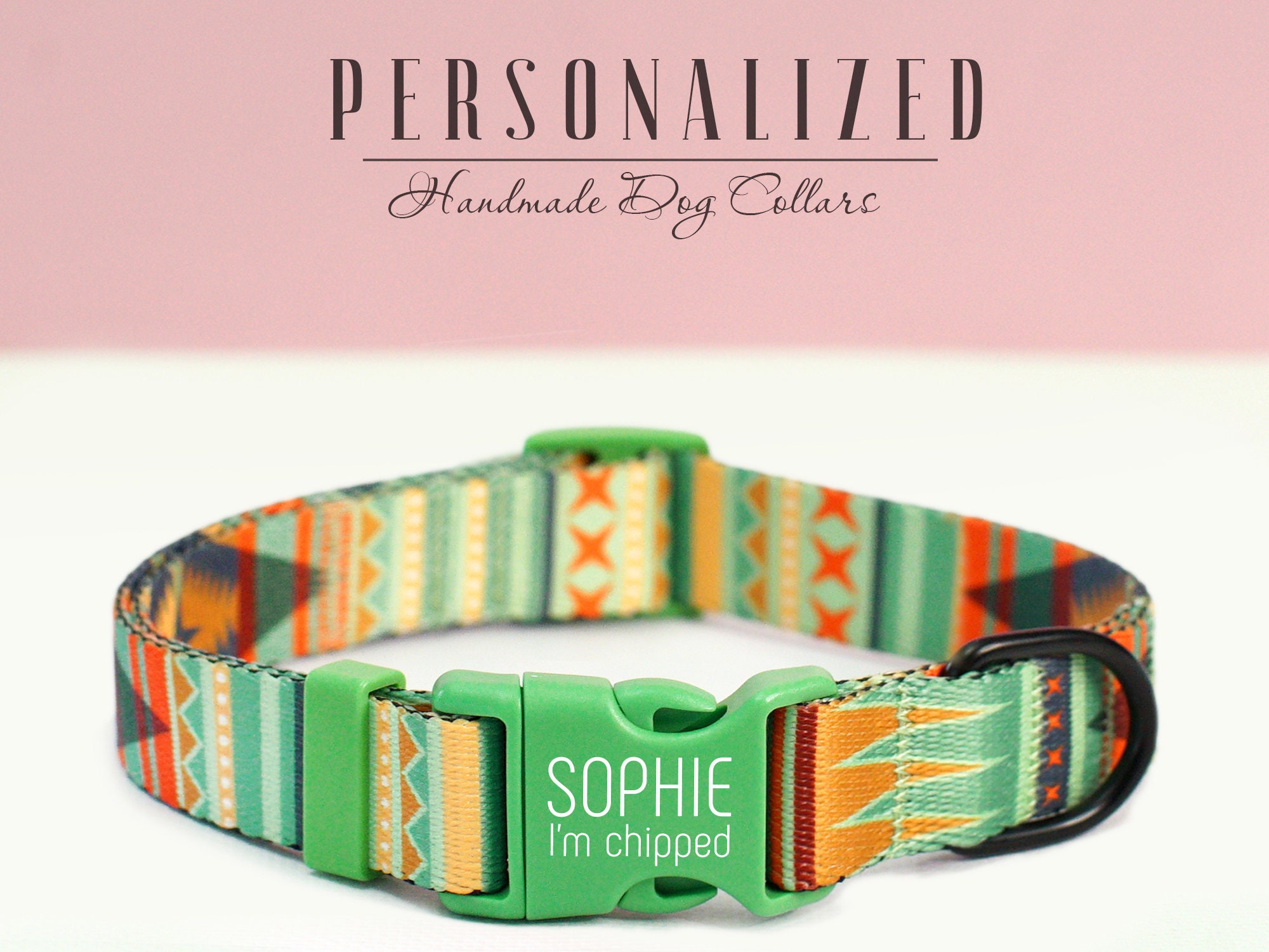 Personalized Dog Collar, Custom Dog Collar and Leash Set, Southwest Dog ...