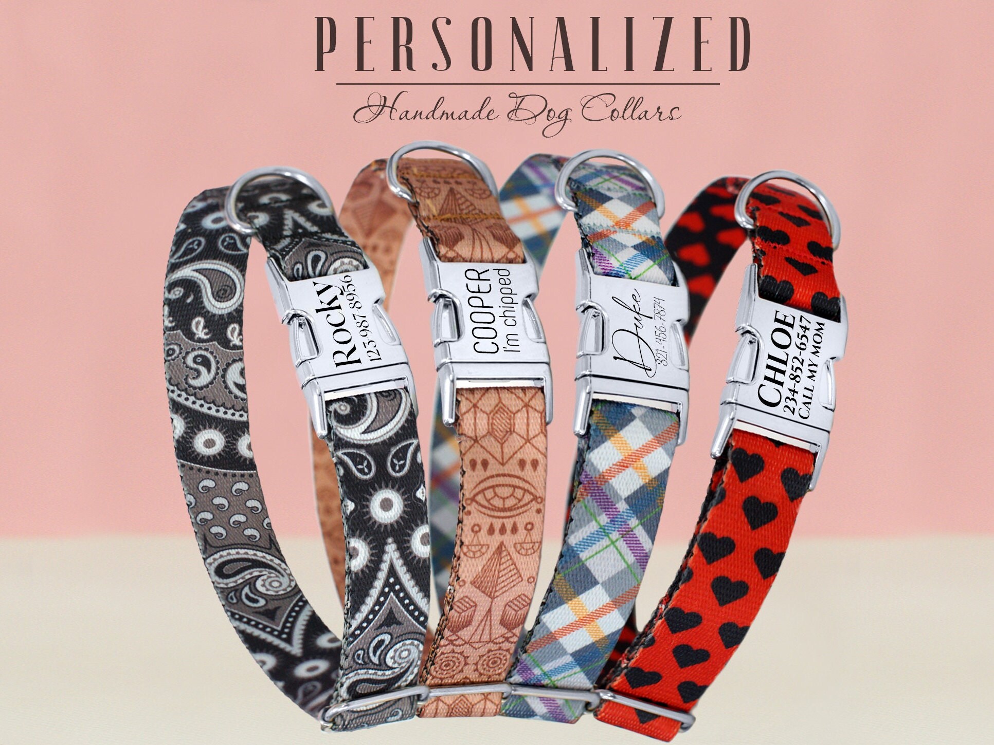 Custom Dog Collars Unique Patterns, Lightweight Soft Dog Collar and ...