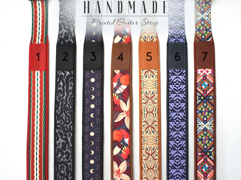 Personalized Leather Guitar Strap Combined With Unique Pattern Nylon ...