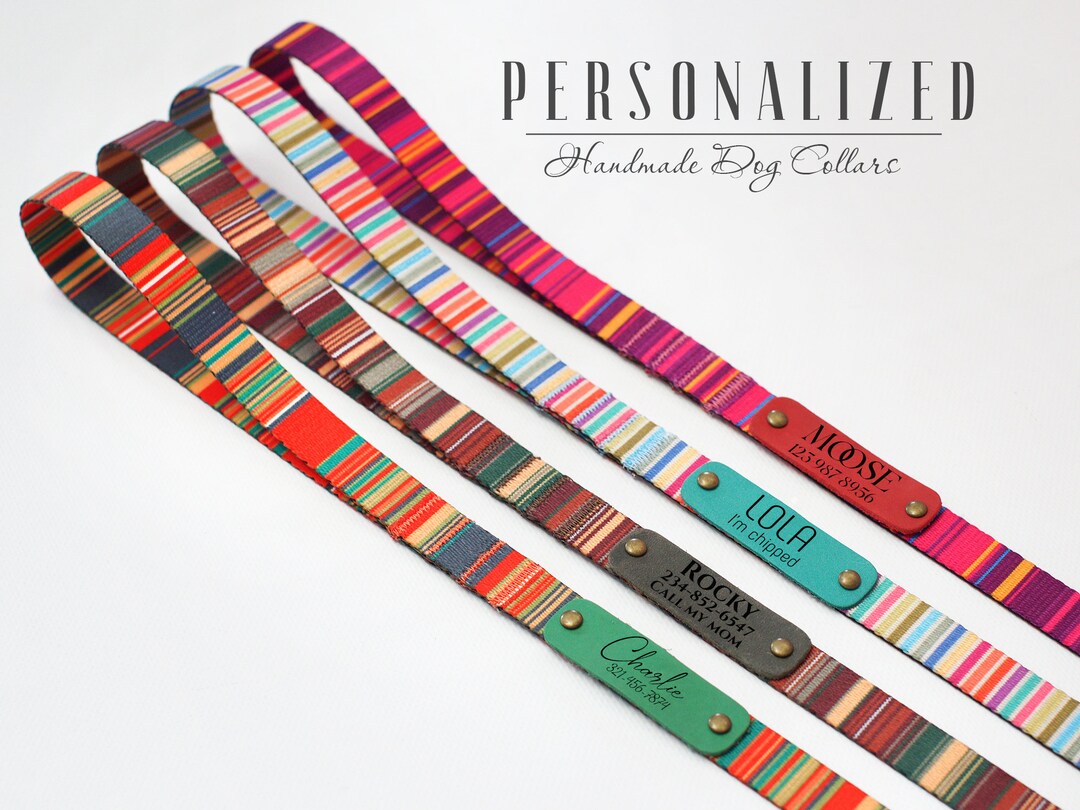 Personalized Striped Pattern Dog Leash With Comfortable Handle, Custom ...