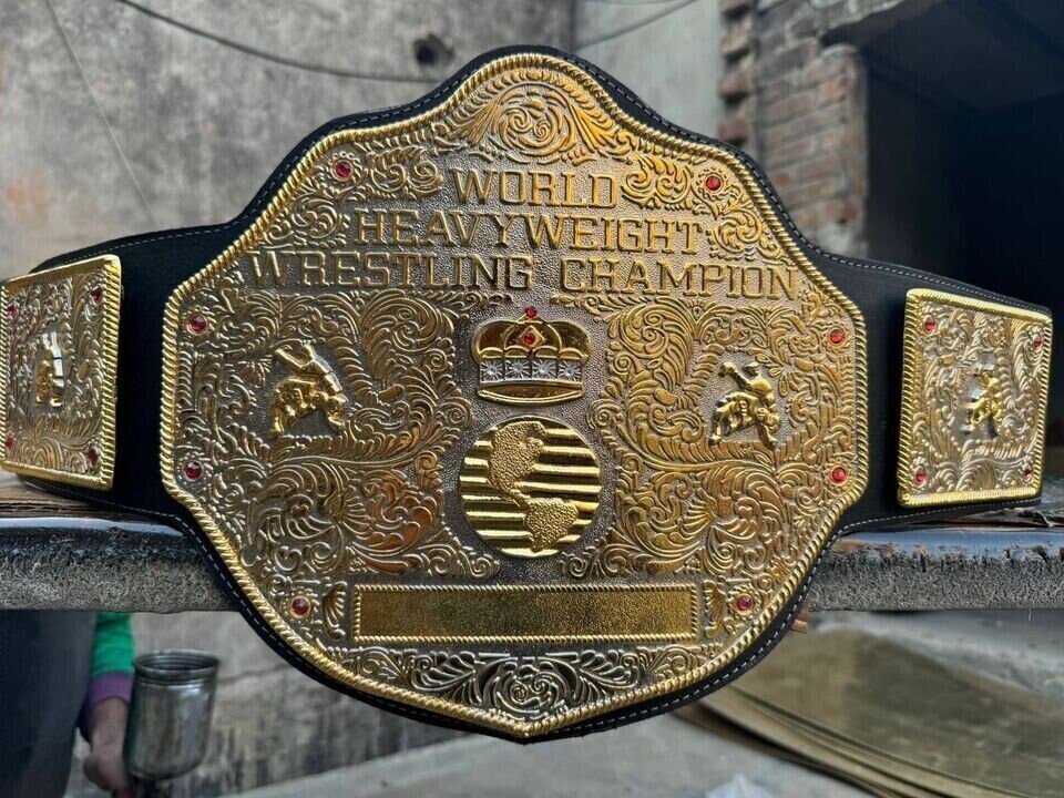 World Heavyweight Big Gold Championship Replica Belt 6mm Diecast Adult ...