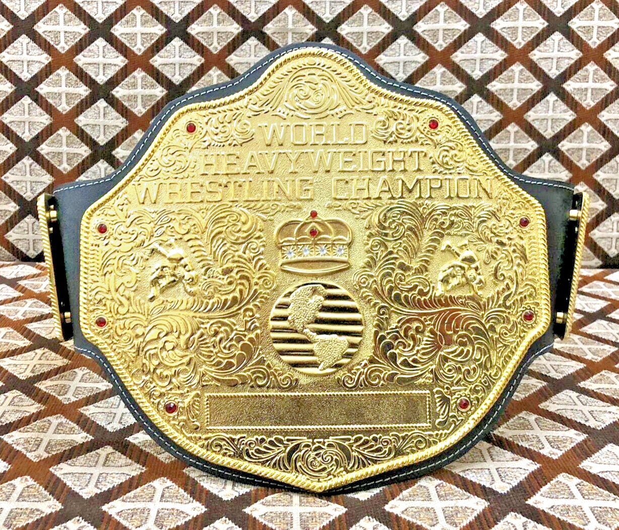 World Heavyweight Big Gold Title Belt With Rope Border 6mm Die Cast ...