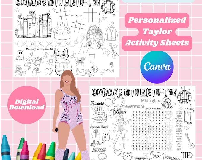 Personalized Swiftie Coloring Page in My Birthday Era Swiftie Party ...