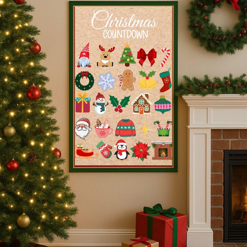 Christmas Countdown Banner Digital | Advent Calendar Poster Template ...