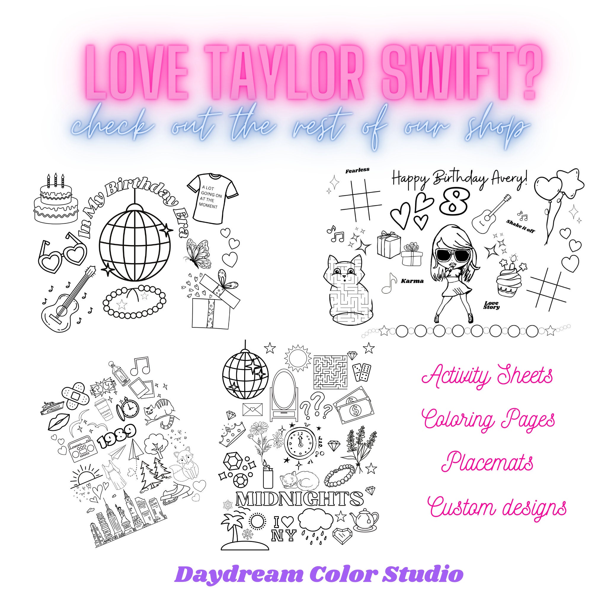 Taylor in My Swift Birthday Era Coloring BUNDLE Printable Activity for ...