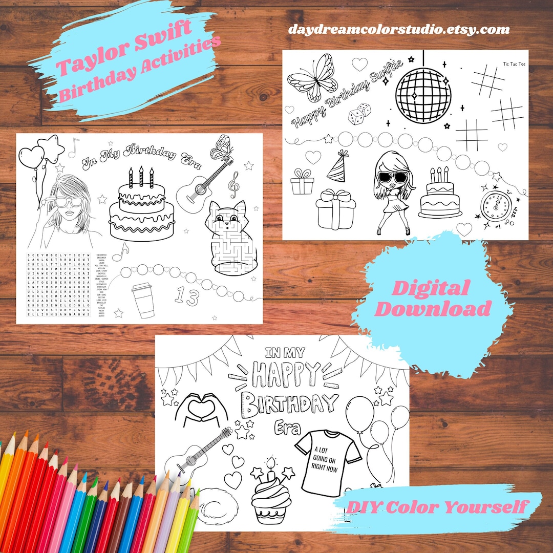 Taylor in My Swift Birthday Era Coloring BUNDLE Printable Activity for ...