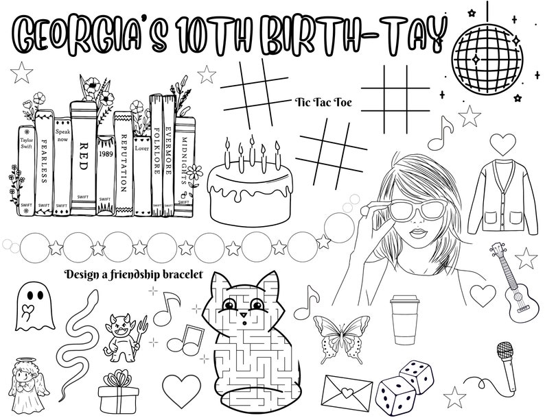 Personalized Swiftie Coloring Page in My Birthday Era Swiftie Party ...