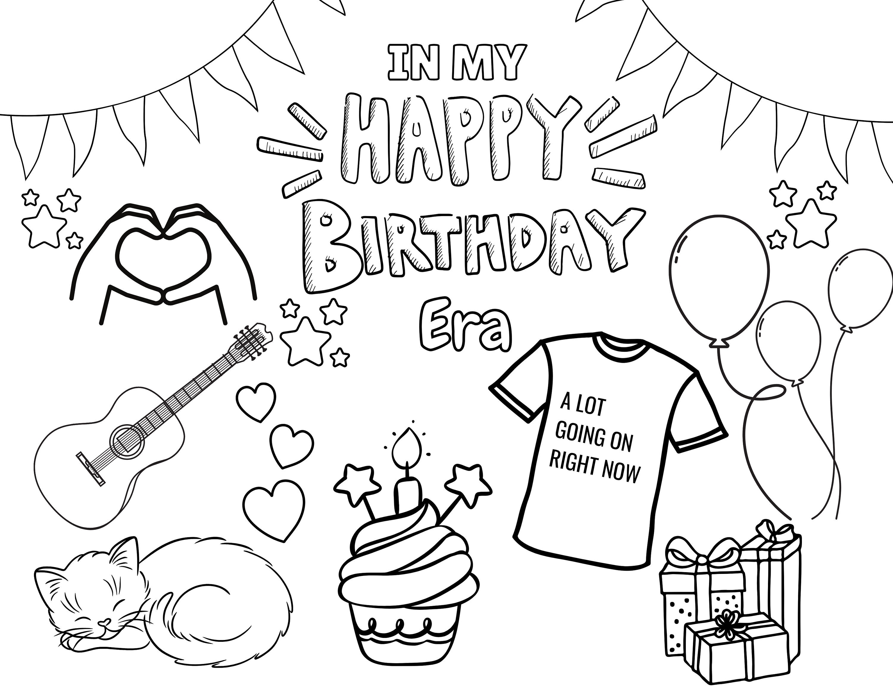 Taylor in My Swift Birthday Era Coloring BUNDLE Printable Activity for ...