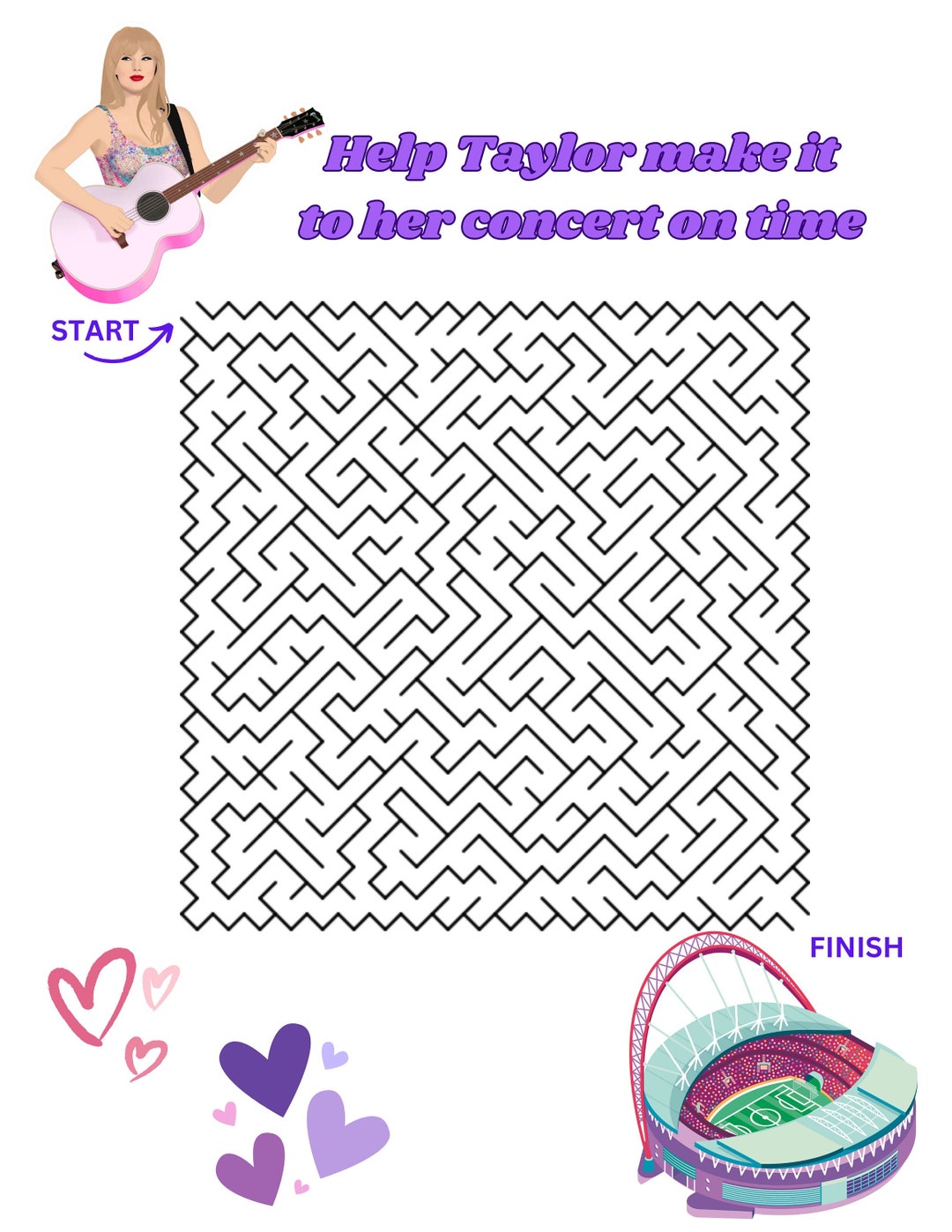 Taylor Swift Maze Activity Page I Taylor Activity Page I Birthday ...