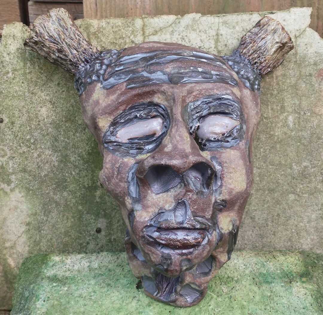 Hanging Devil Face Sculpture by Joel Patton - Etsy