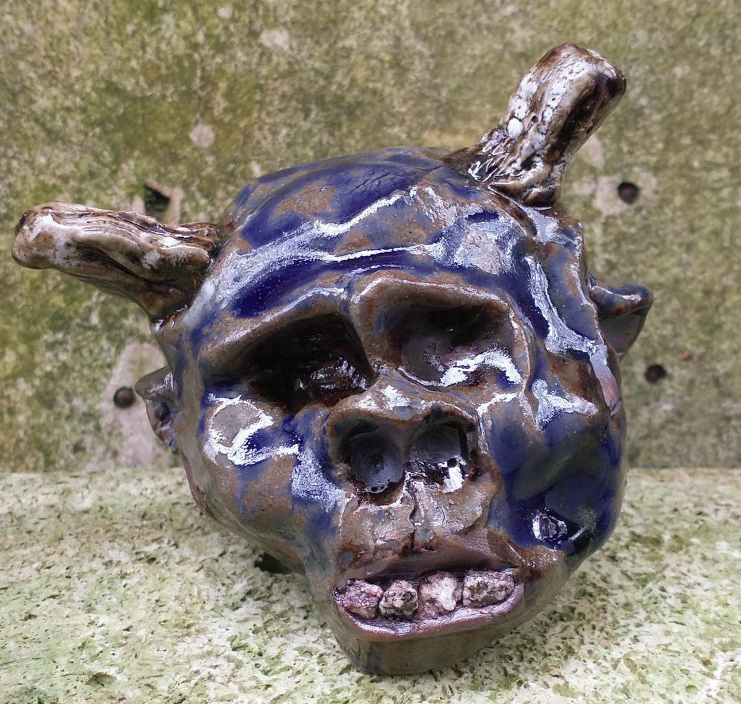 Blue Devil Face Sculpture by Joel Patton - Etsy