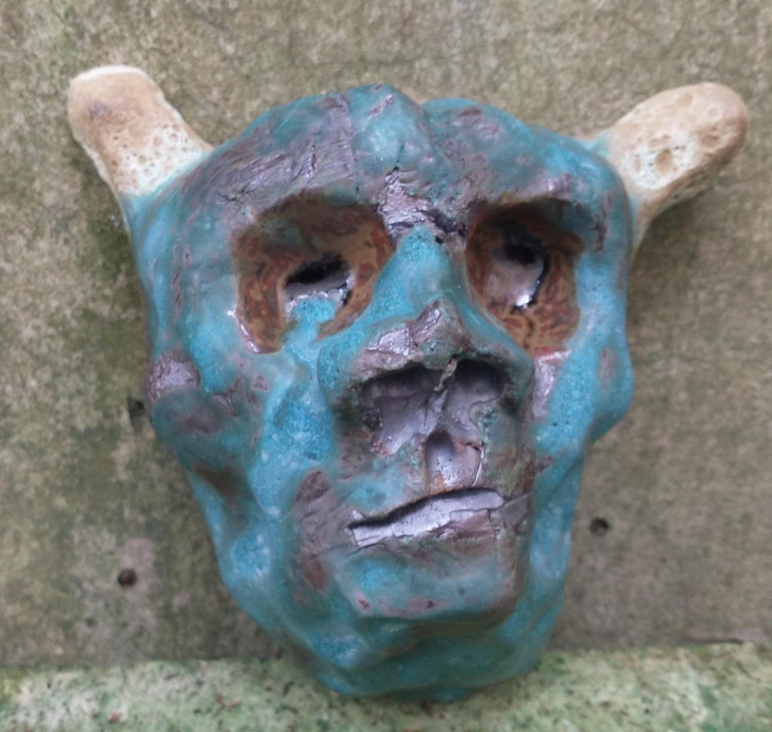 Hanging Devil Face Sculpture by Joel Patton - Etsy