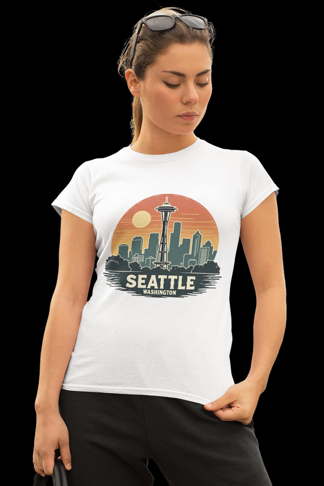 Seattle Space Needle T-shirt: Vintage Retro Skyline, Softstyle Tee - Etsy