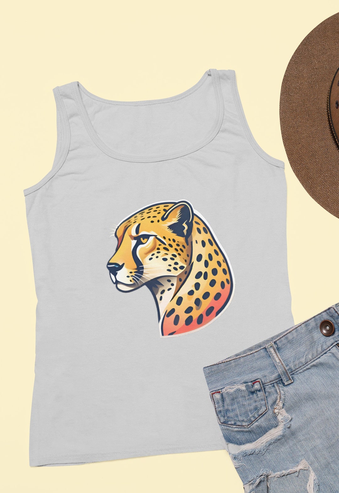 Cheetah Profile Tank: Minimalist Wildlife Design - Etsy