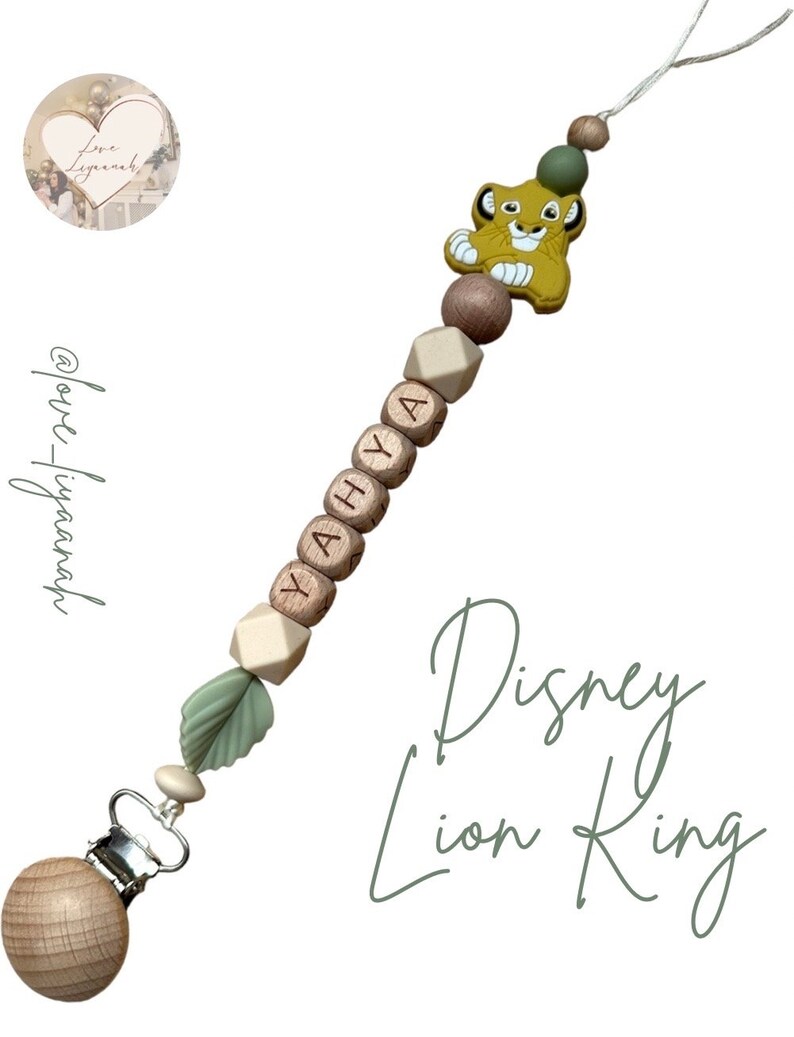 Personalised Dummy Clip Lion King Simba Dummy Chain Pacifier Clip ...
