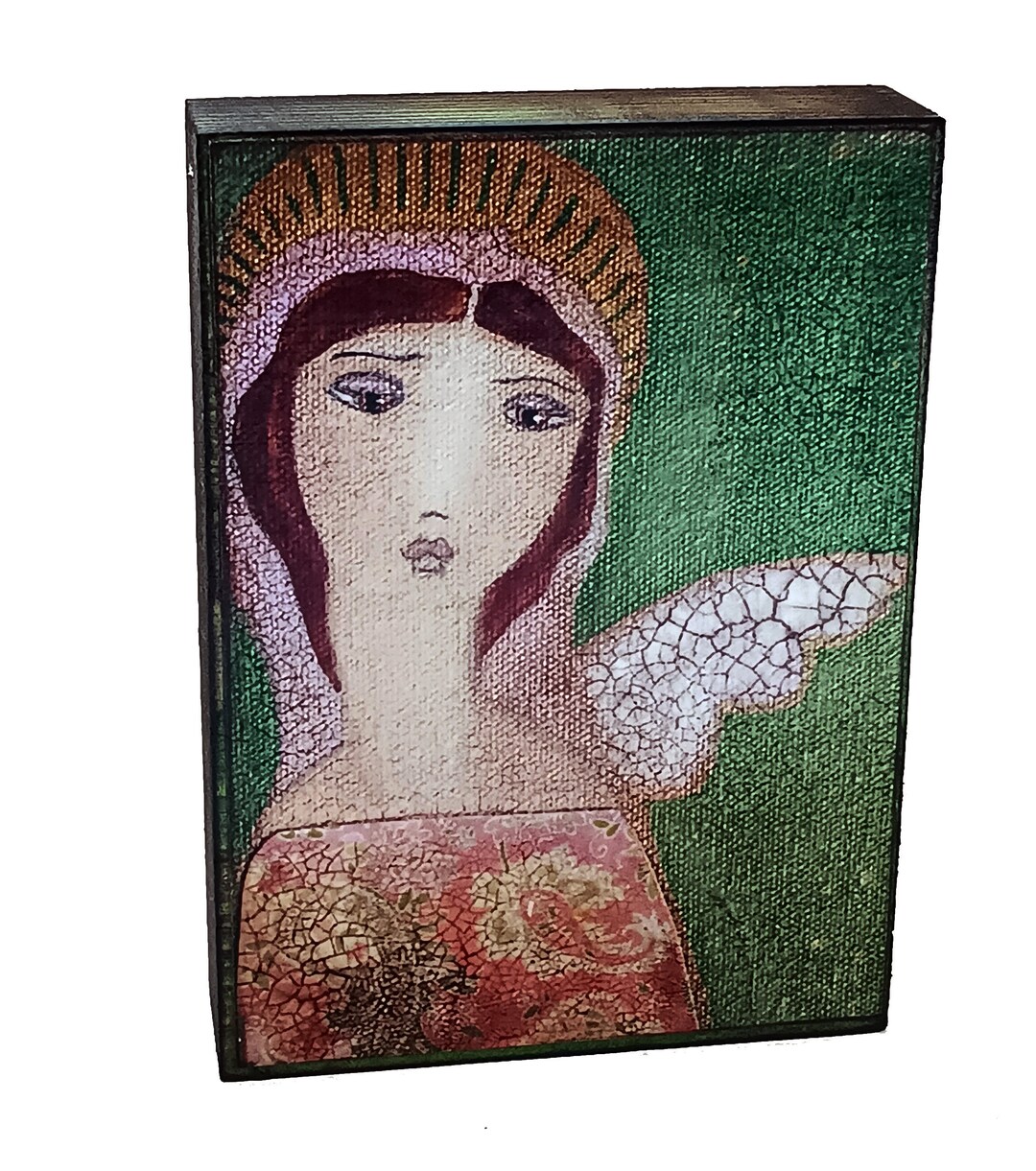Angel With One Wing - Aceo Giglee Print Mounted on Wood 2.5 X 3.5 ...