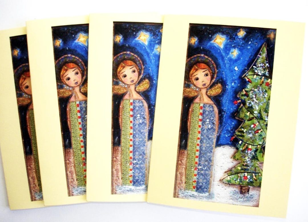 Let It Snow - Angel - Set of 4 Greeting Cards With Envelopes - Etsy
