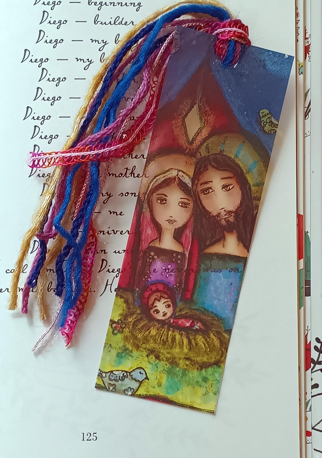 Nativity With Birds Laminated Transparent Bookmark Handmade Original ...