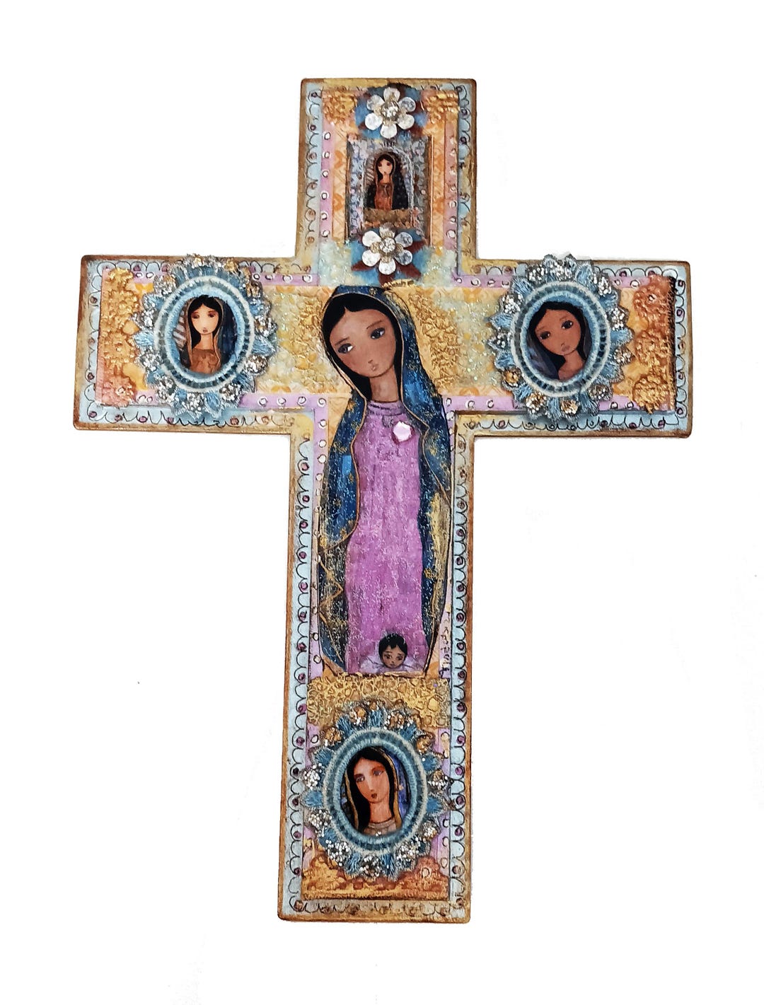 Our Lady of Guadalupe Large Wall Cross by Flor Larios - Etsy