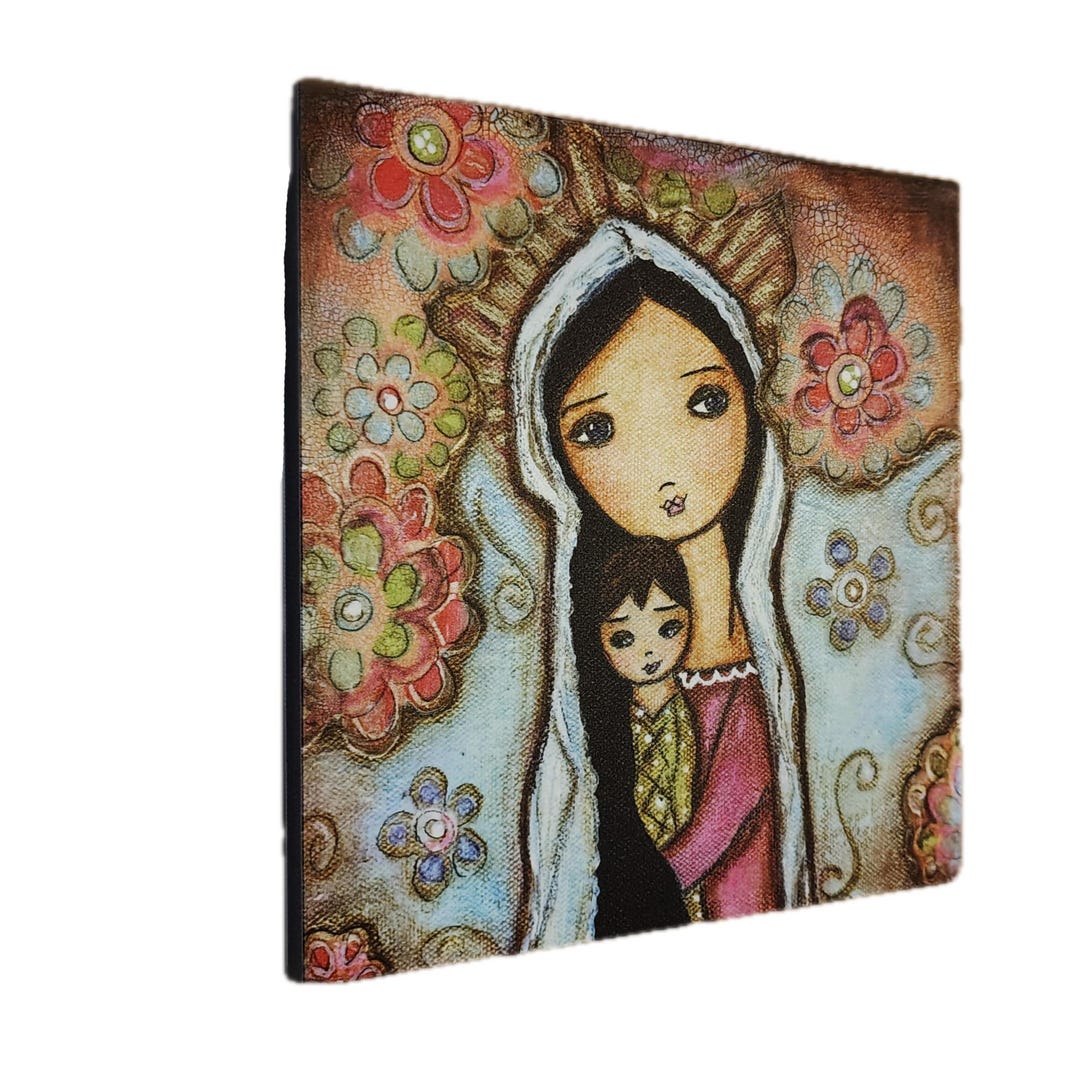 Madonna With Flowers - Art Foam Tiles 8 X 8 Inches - Etsy