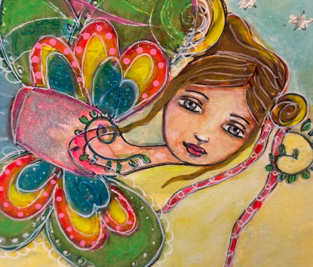 Spring Fairy II Mixed Media Original Painting 8 X 10 Inches by Flor ...