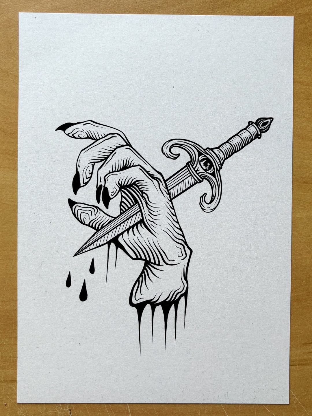 Premium Etching Abstract Hand Art Print - Etsy