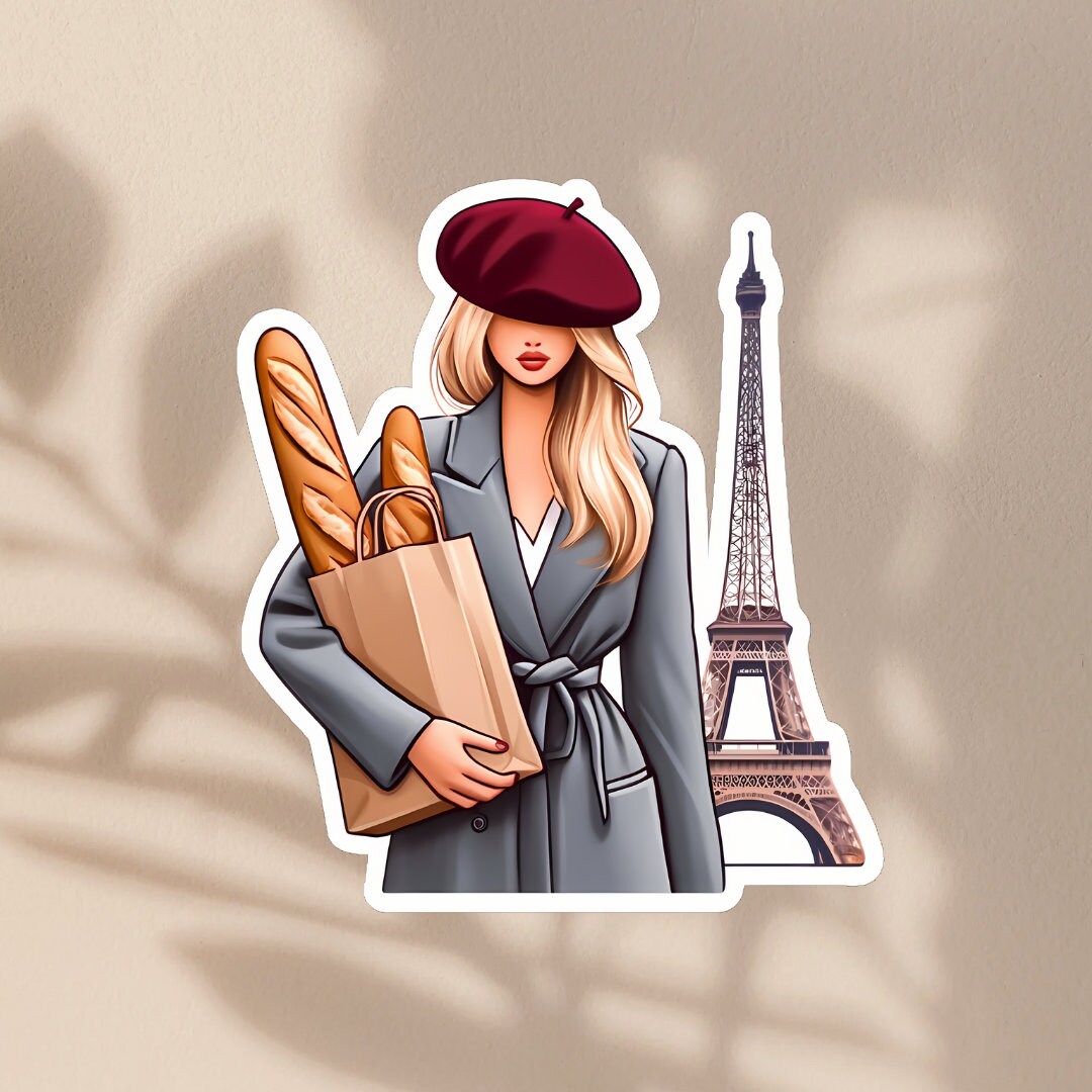 Girl Live in Paris Sticker/modern Girl Sticker/girl in Beret Hat/anime ...