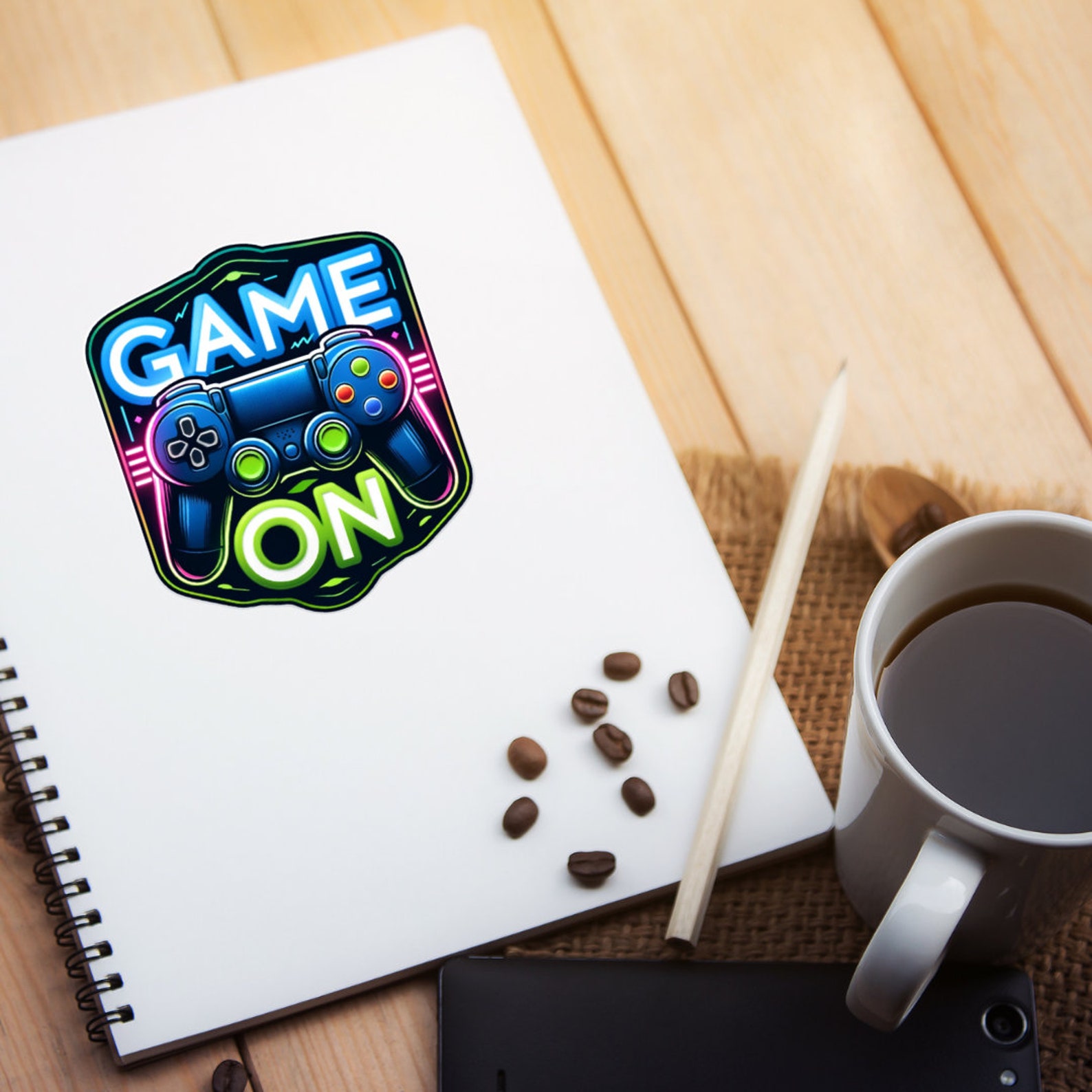 Game on Sticker/ Neon Colour Game Sticker/ Game Lover Sticker / Video ...