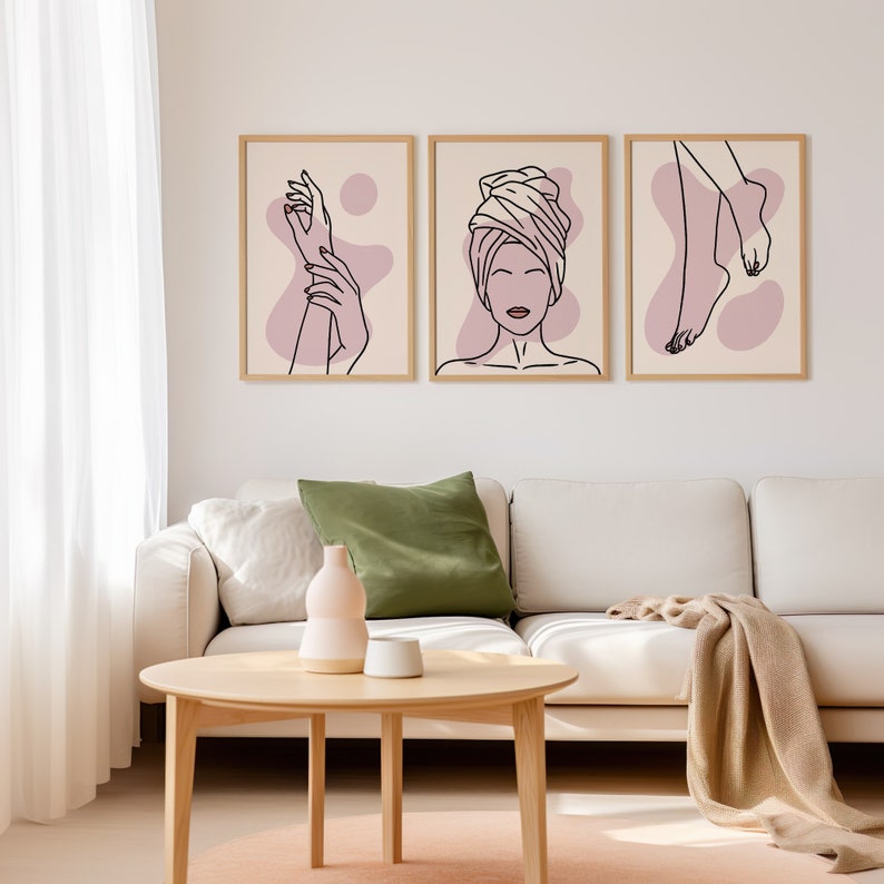 Beauty Salon Wall Art Print Set of 3 Trendy Pink Aesthetic Parlor for ...