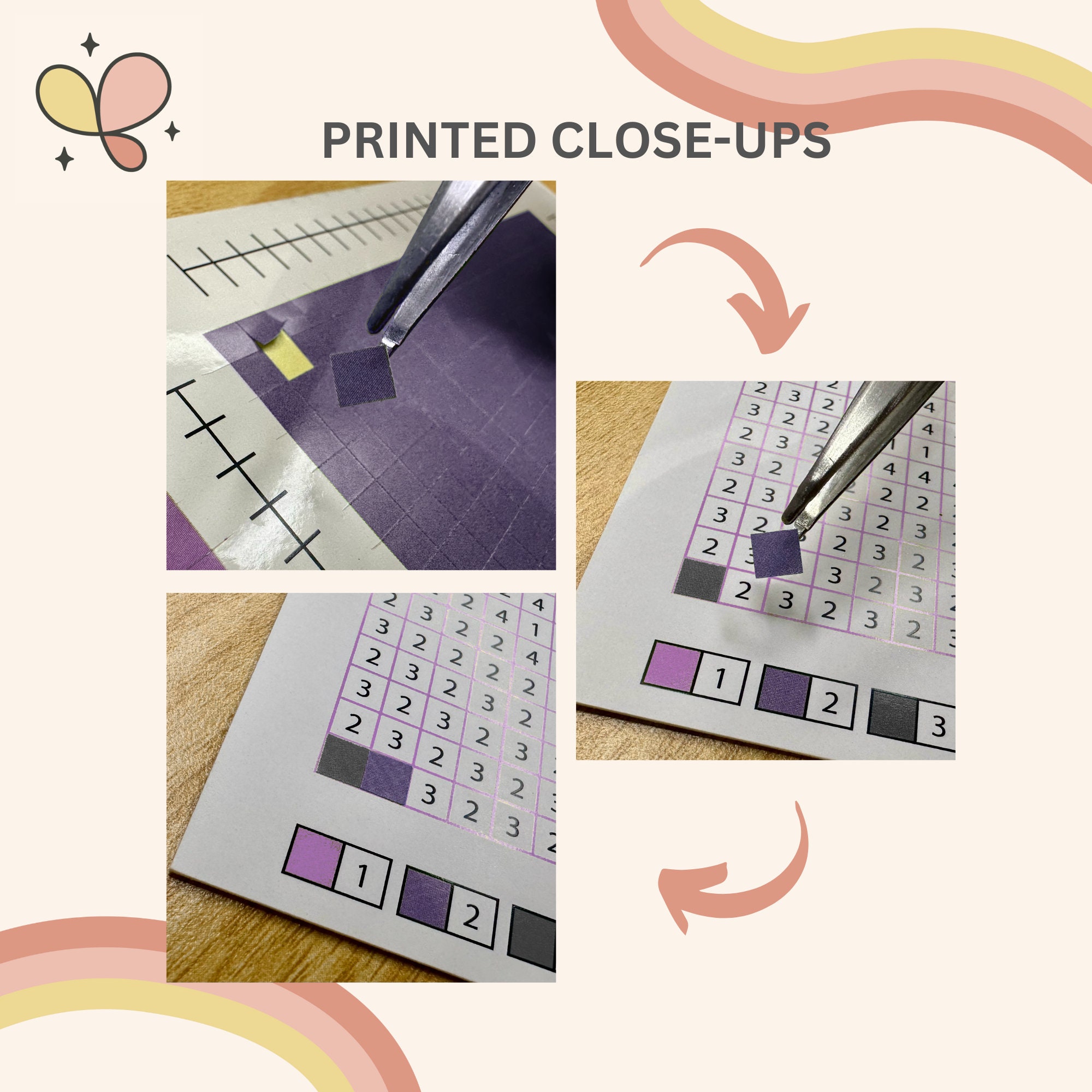 Printable Color by Number Pixel Stickers Retro Game Console Purple Pink ...