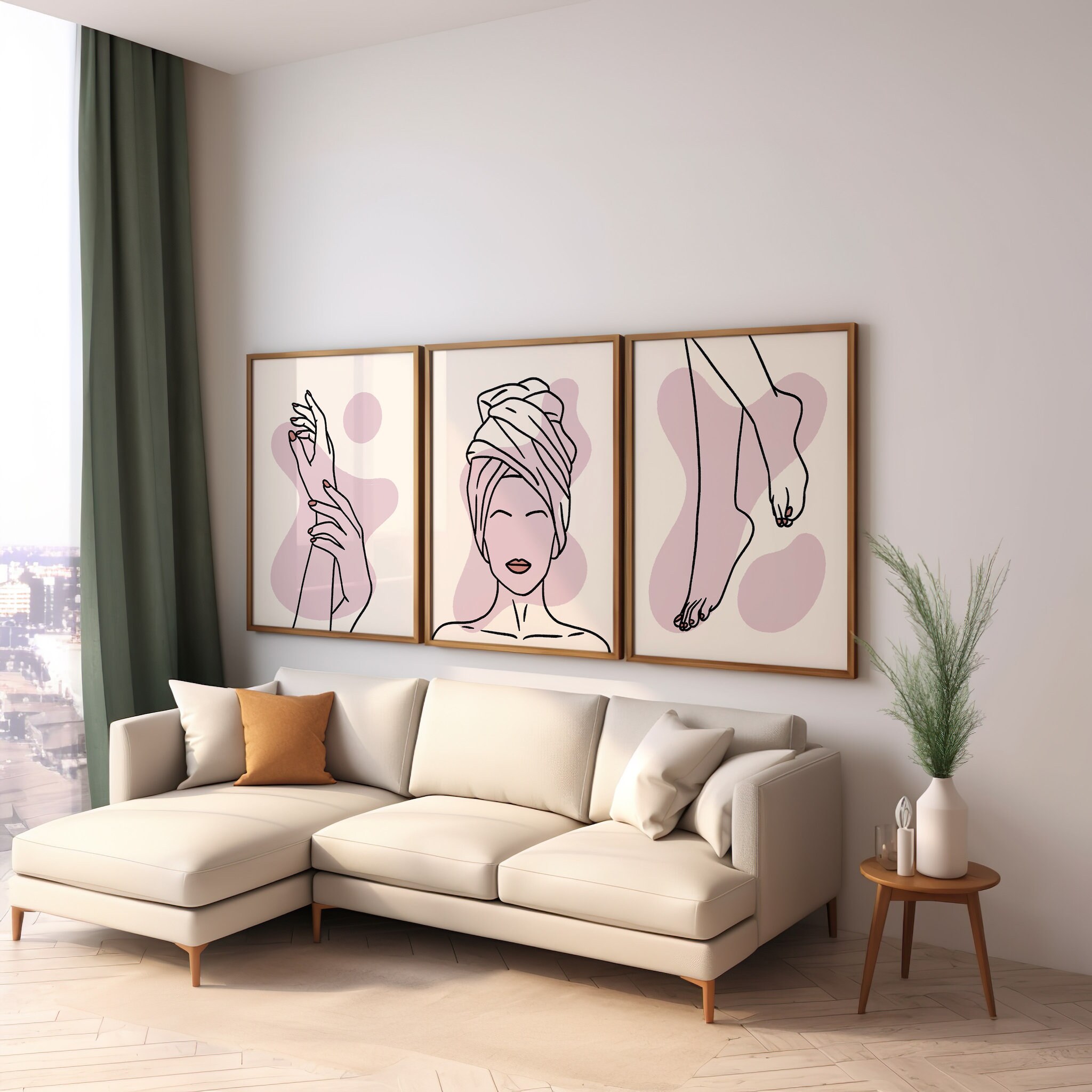 Beauty Salon Wall Art Print Set of 3 Trendy Pink Aesthetic Parlor for ...