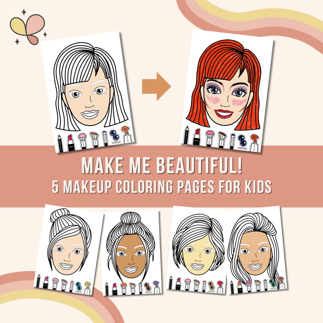 Printable Makeup Coloring Pages for Kids Party Printable Activity for ...