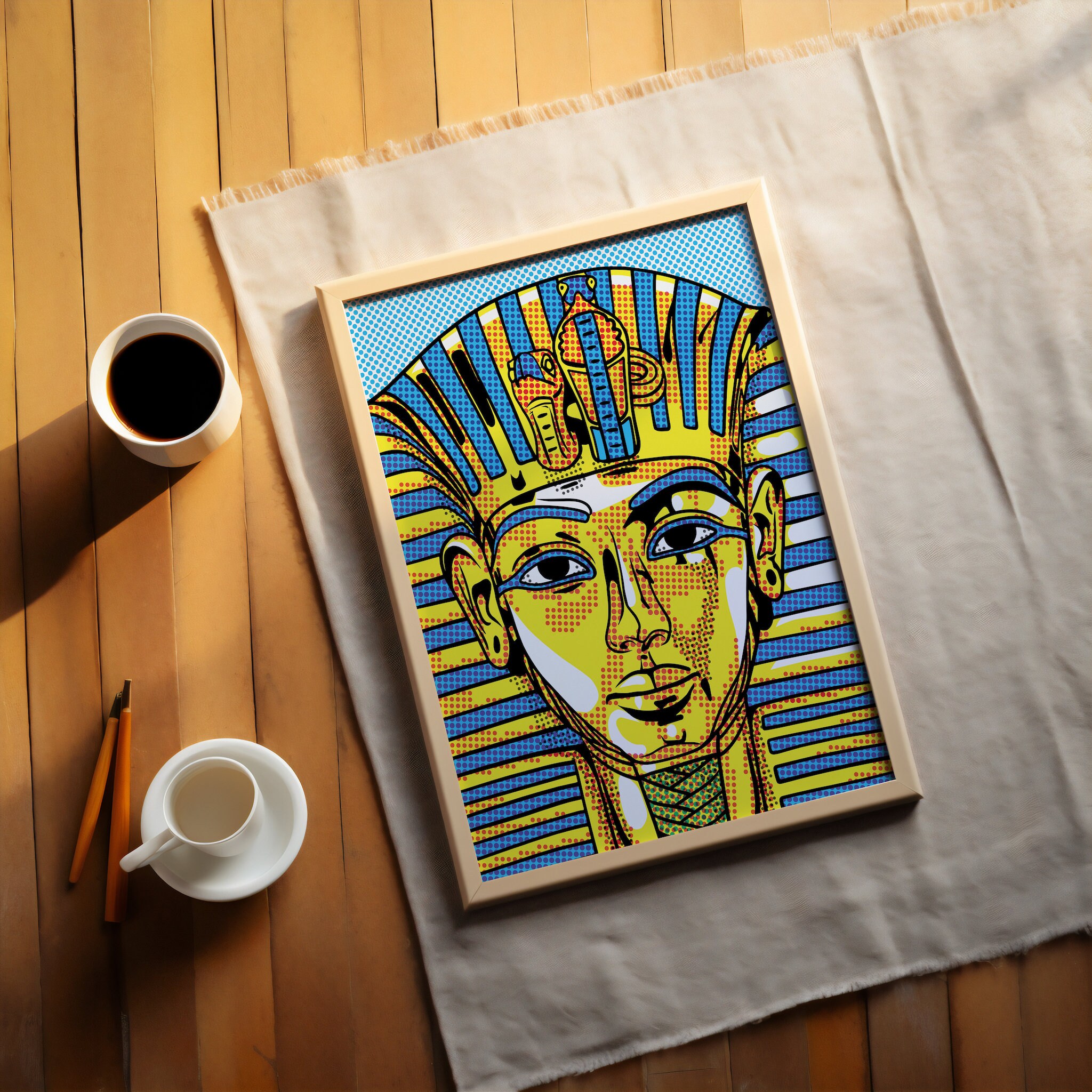 Printable Color by CMYK Patterns Retro Vintage Halftone Egyptian Mask ...