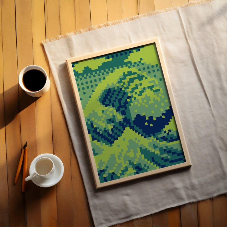 Printable Color by Number Pixel Stickers Retro Game Console Art Wave ...