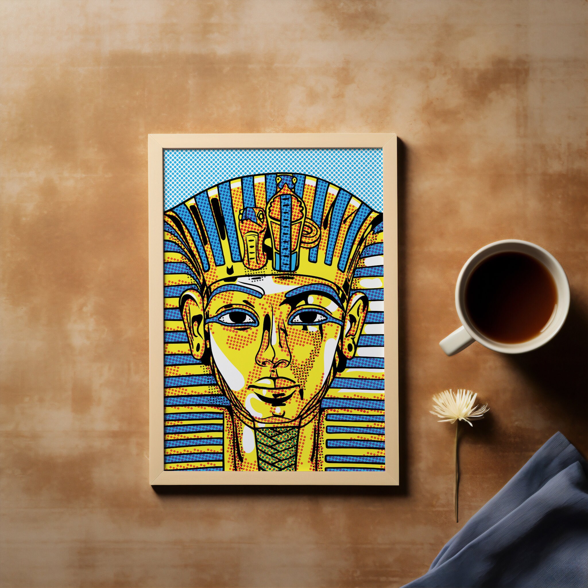 Printable Color by CMYK Patterns Retro Vintage Halftone Egyptian Mask ...