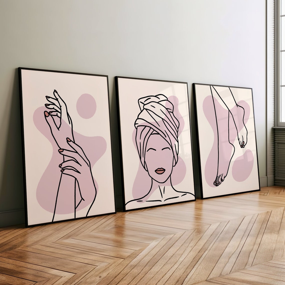 Beauty Salon Wall Art Print Set of 3 Trendy Pink Aesthetic Parlor for ...