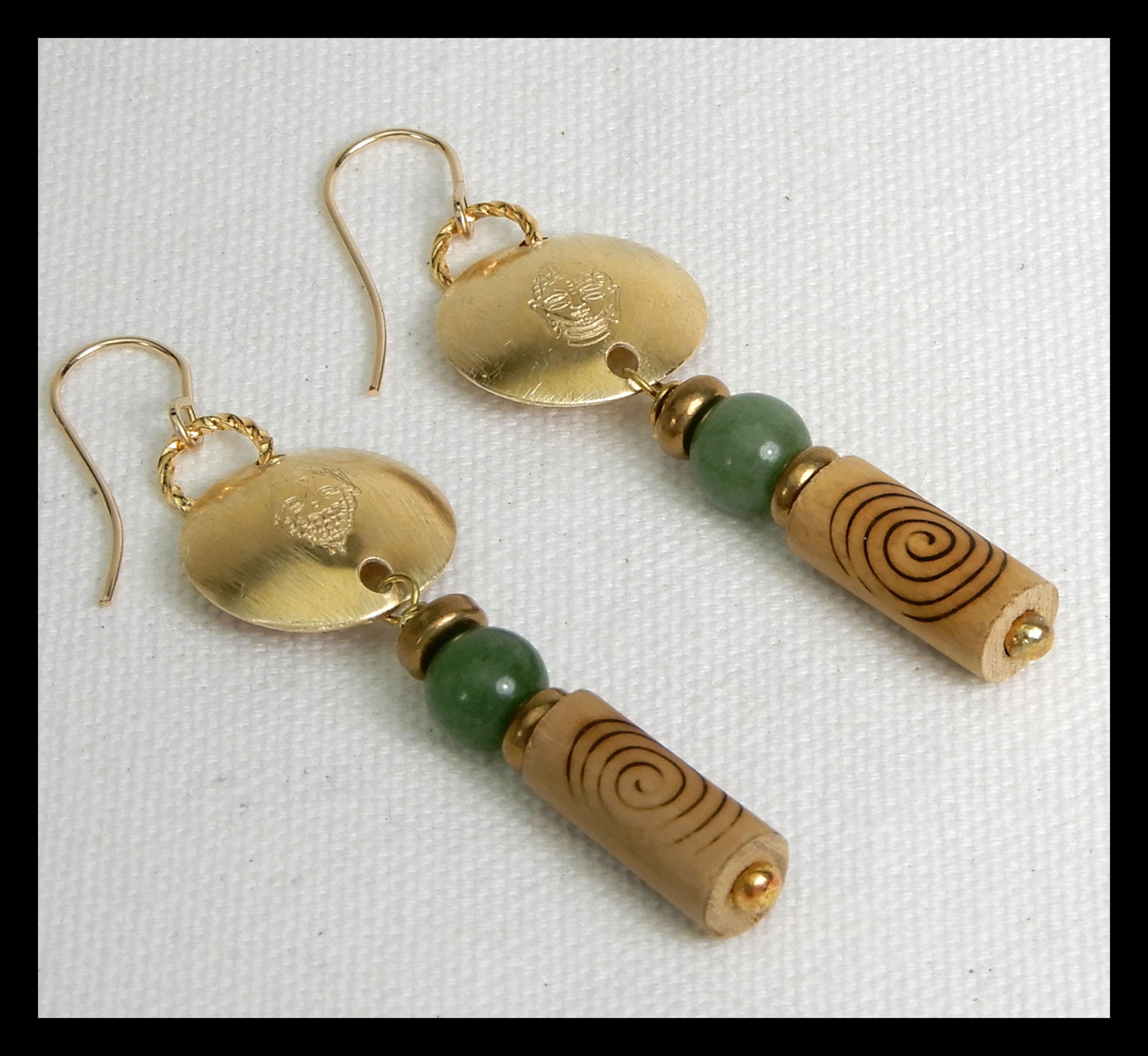 BAMBOO & JADE Burnt Bamboo Jade Handforged Bronze Statement Earrings - Etsy